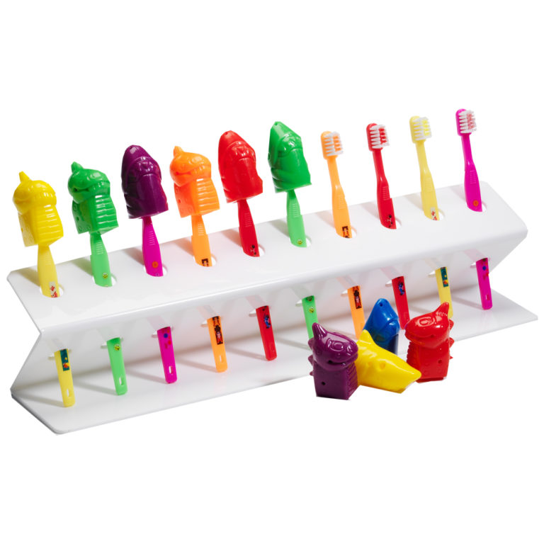 Toothbrush Rack Set with Decal Brushes & Character Covers (10 count)